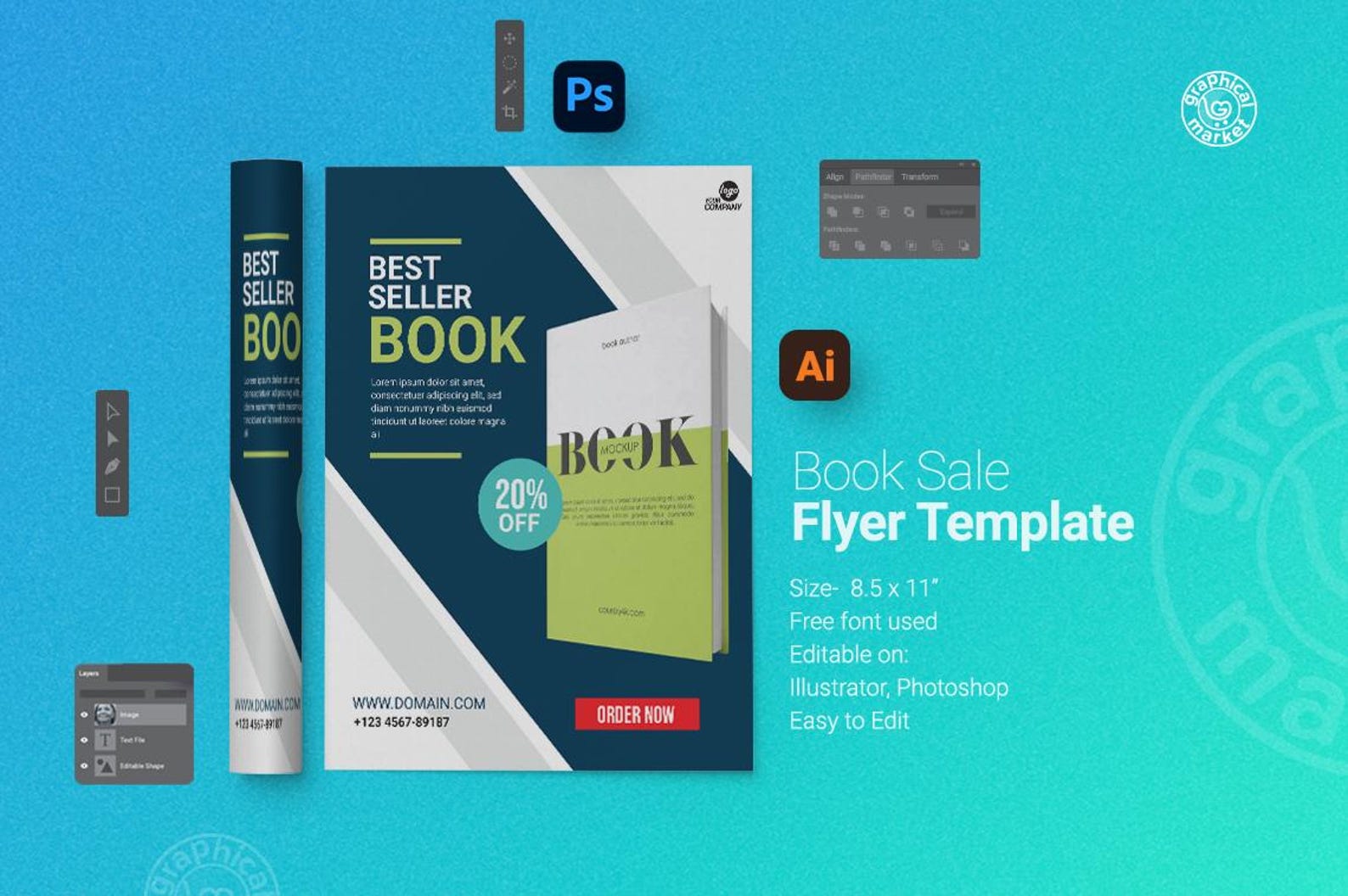 Book Sale Flyer Template| Adobe Photoshop Template | Adobe Illustrator ...