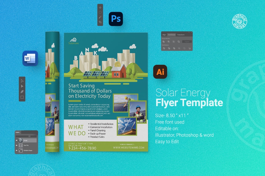 Solar Energy Flyer Template | Adobe Photoshop Template | Adobe ...
