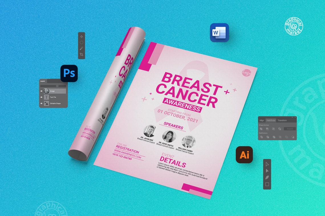 Breast Cancer Flyer Template | Adobe Photoshop Template | Adobe ...