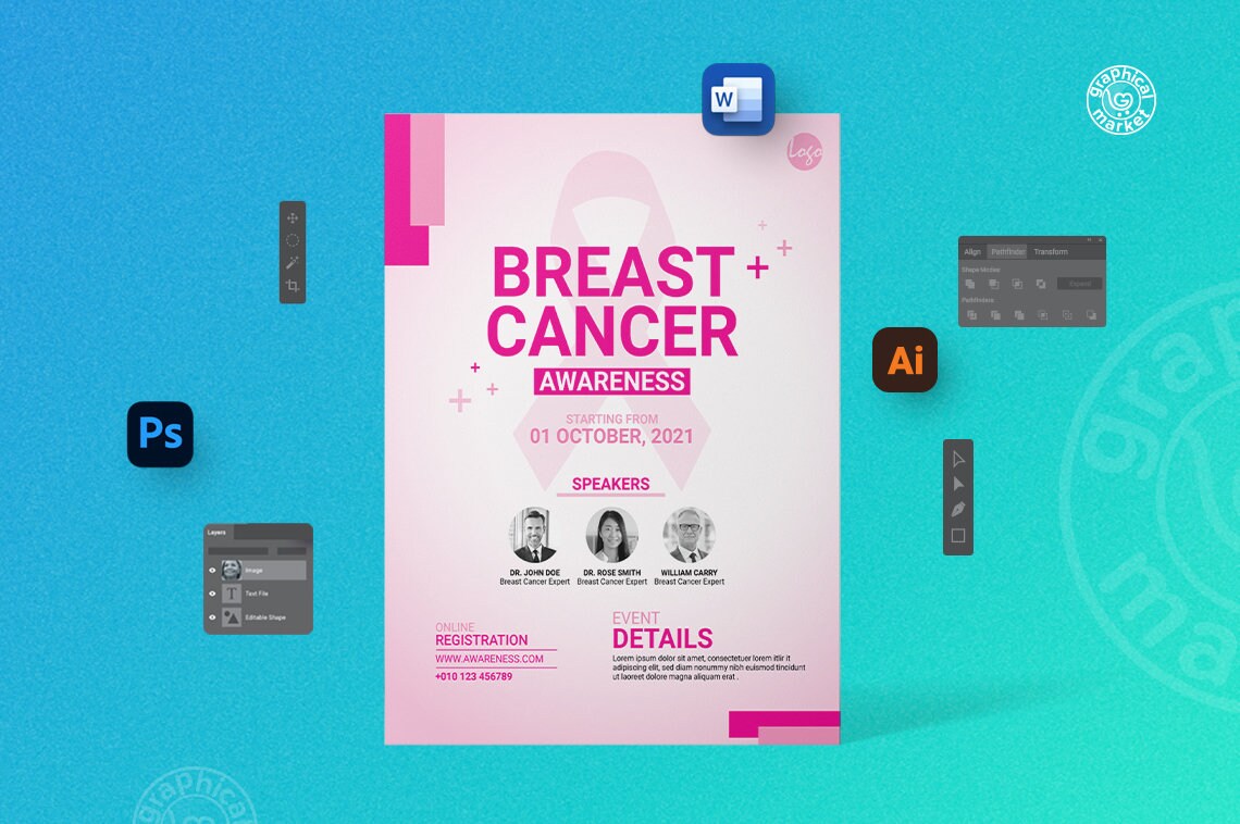 Breast Cancer Flyer Template | Adobe Photoshop Template | Adobe ...