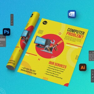 Computer Service Flyer| Adobe Photoshop Template | Adobe Illustrator ...