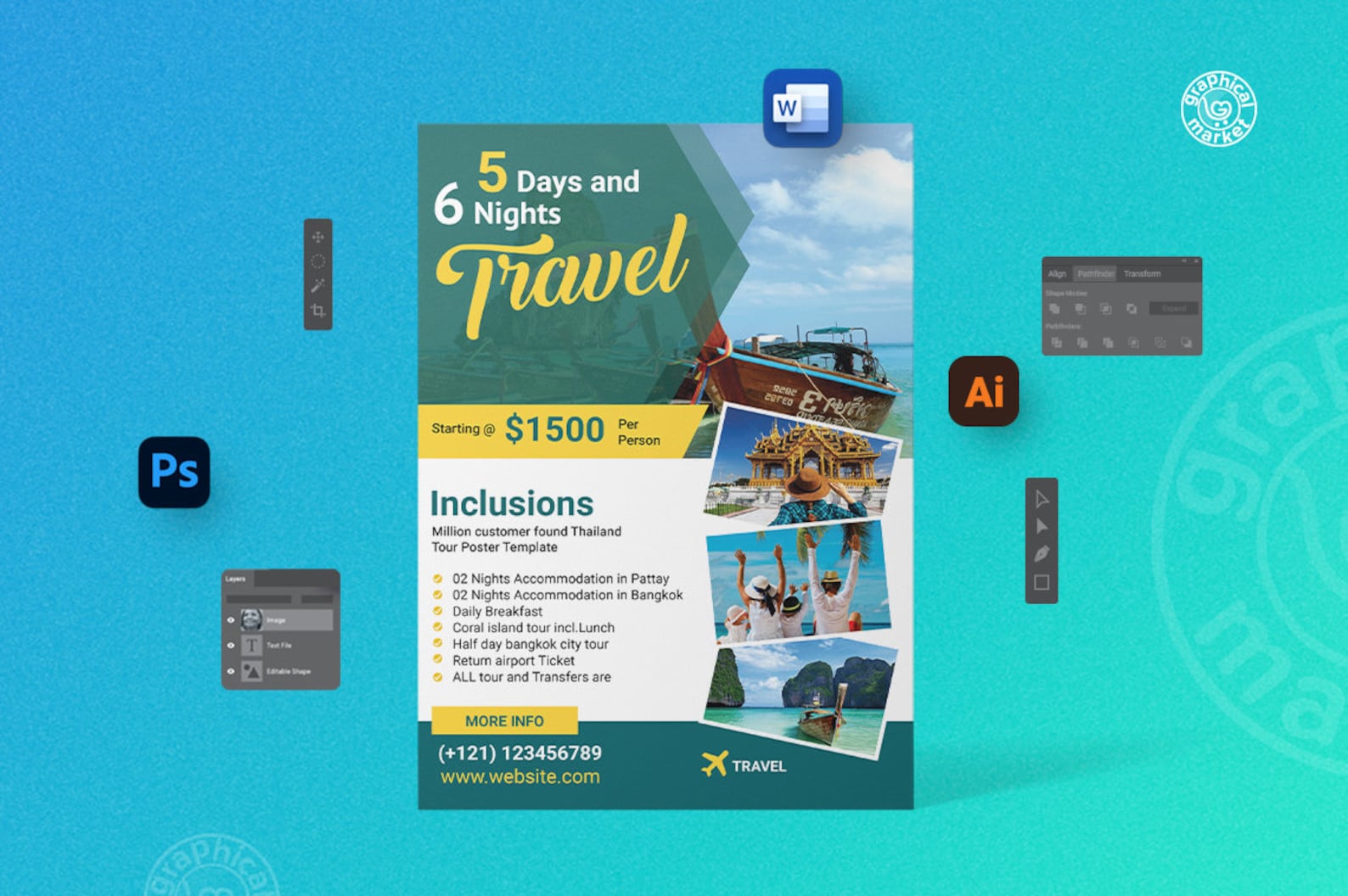 Travel Flyer Template | Adobe Photoshop Template | Adobe Illustrator ...