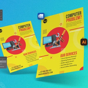 Computer Service Flyer| Adobe Photoshop Template | Adobe Illustrator ...