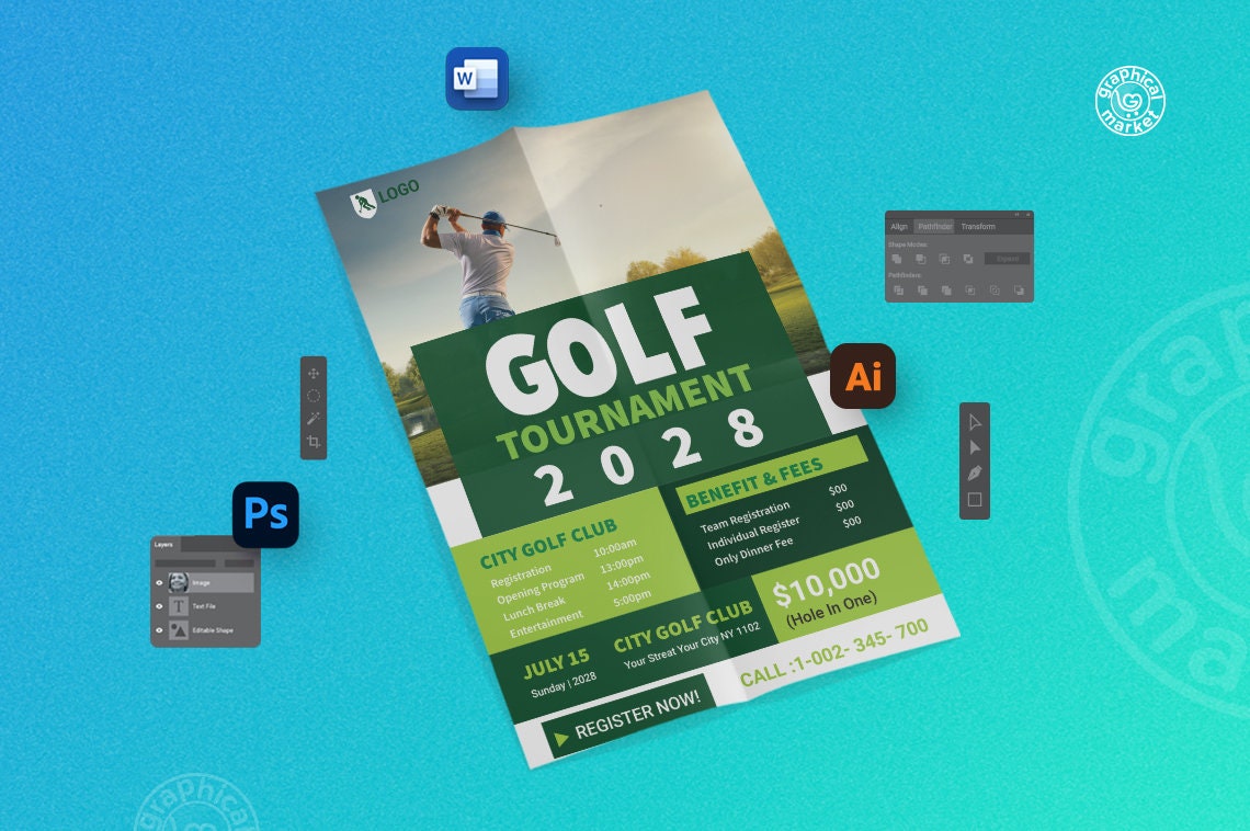 Golf Tournament | Photoshop Template | Illustrator Template | MS Word ...