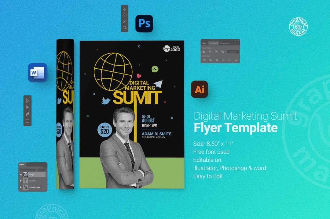 Digital Marketing Submit Flyer| Adobe Photoshop Template | Adobe ...
