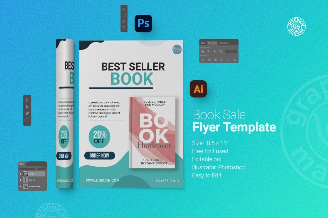 Book Sale Flyer Template| Adobe Photoshop Template | Adobe Illustrator ...