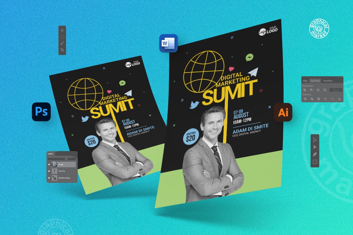 Digital Marketing Submit Flyer| Adobe Photoshop Template | Adobe ...