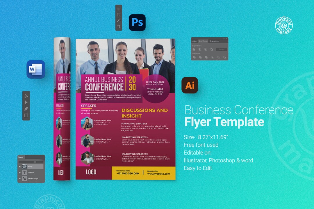 Conference Flyer Template | Adobe Photoshop Template | Adobe ...
