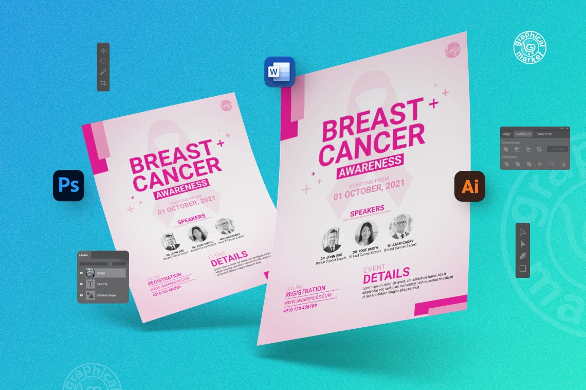 Breast Cancer Flyer Template | Adobe Photoshop Template | Adobe ...