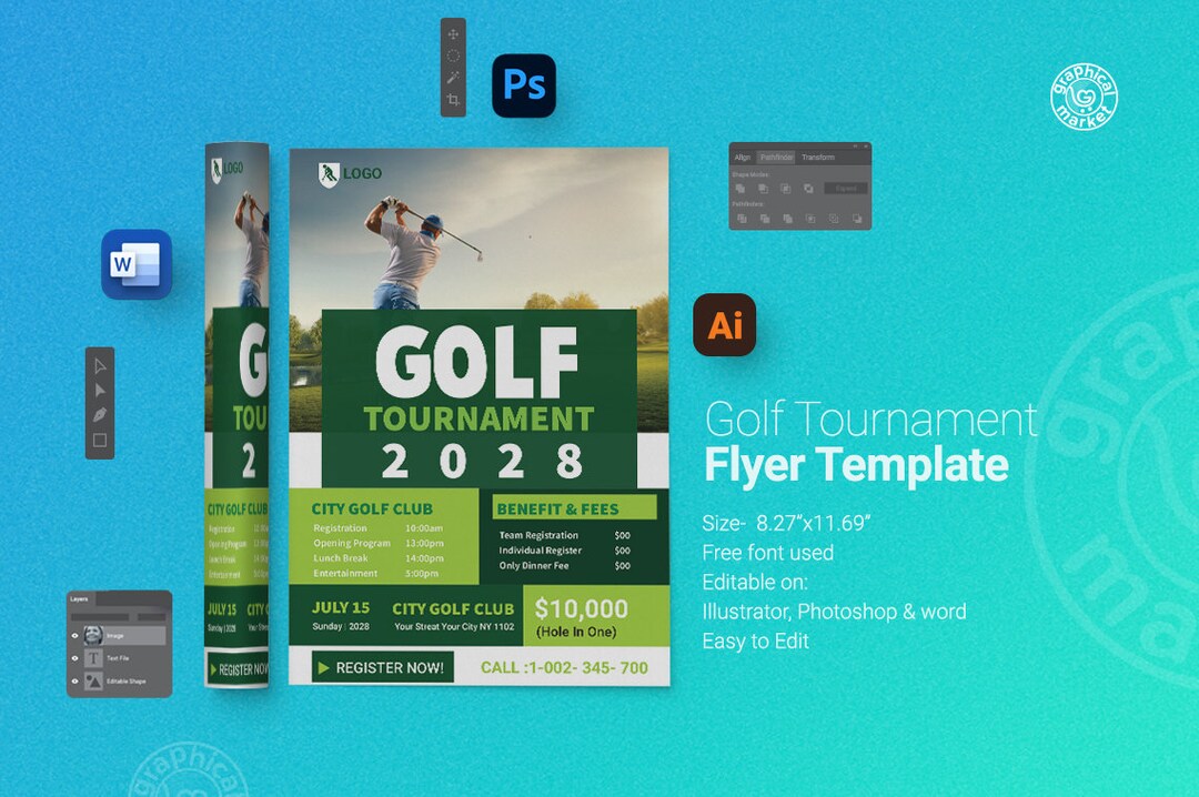 Golf Tournament | Photoshop Template | Illustrator Template | MS Word ...