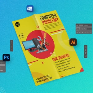 Computer Service Flyer| Adobe Photoshop Template | Adobe Illustrator ...