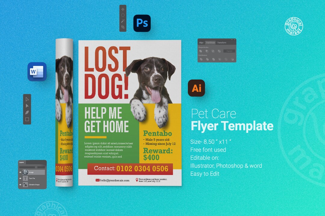 Dog Lost Flyer Template | Missing Dog Flyer Template | Missing Pet ...