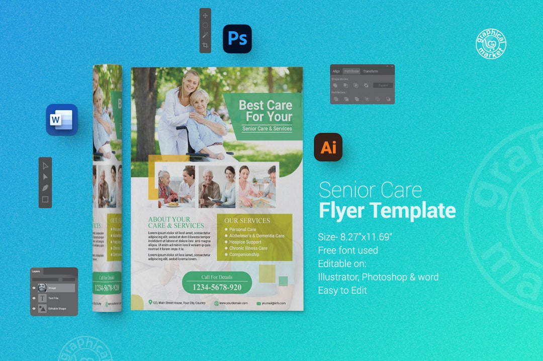 Senior Care Flyer Template | Adobe Photoshop Template | Adobe ...
