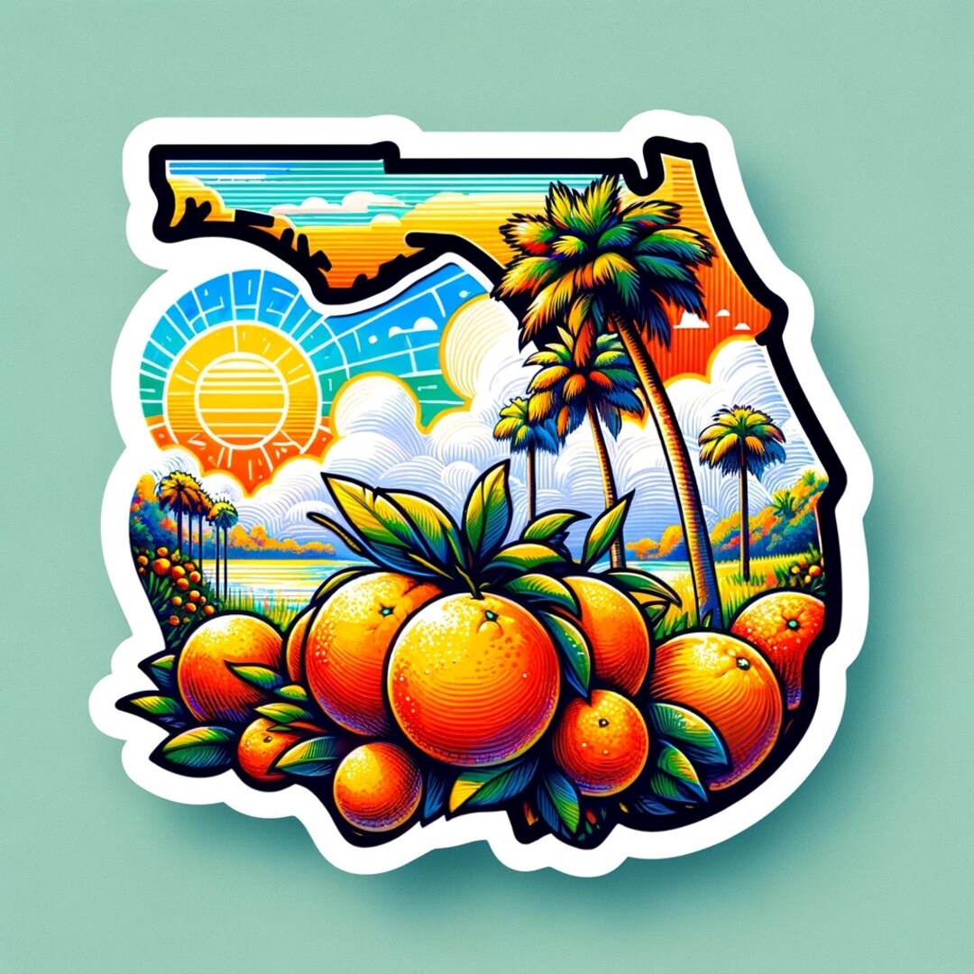 Tropical Florida Theme Vinyl Sticker for Laptop, Water Bottle ...