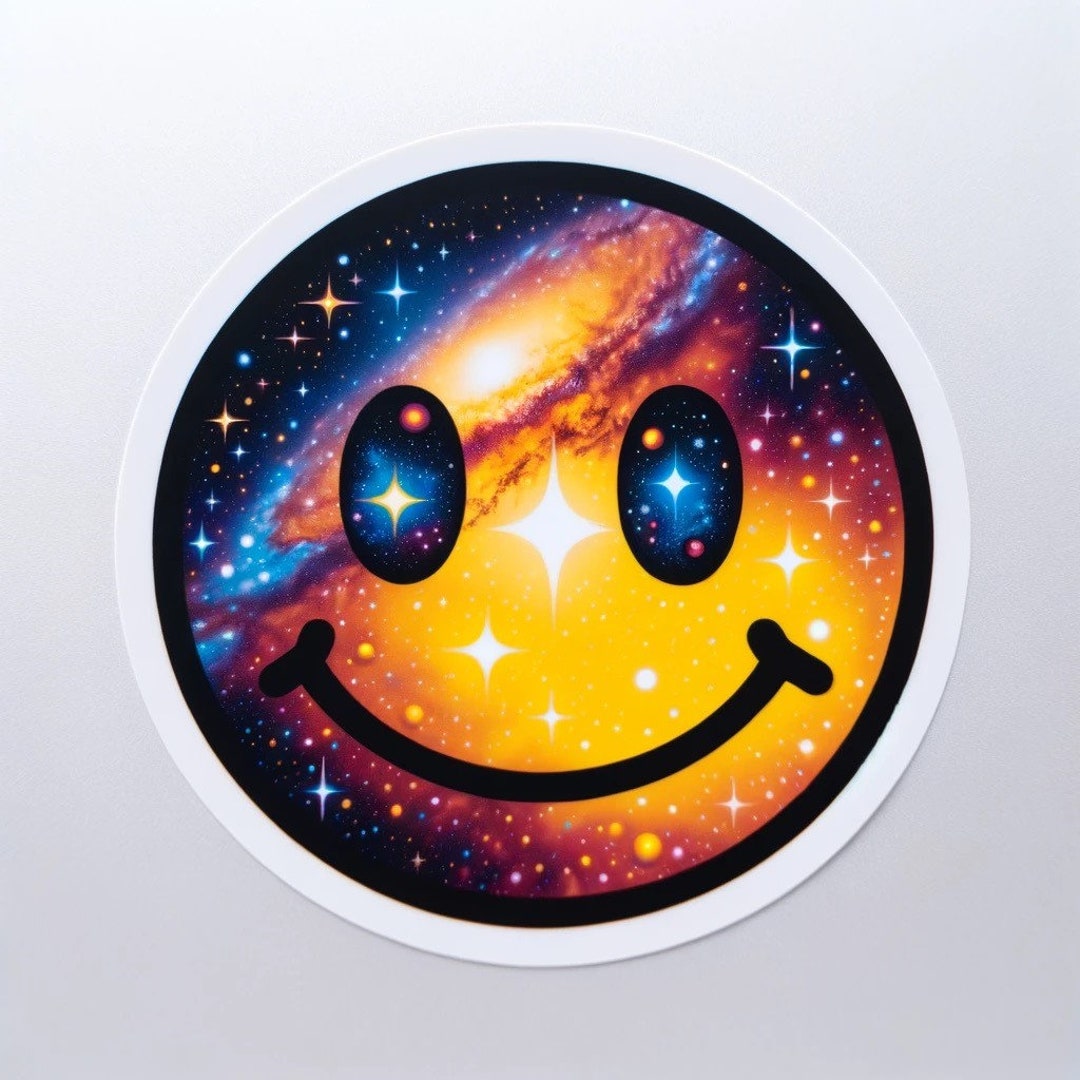 Galaxy Smiley Face Vinyl Sticker - Etsy