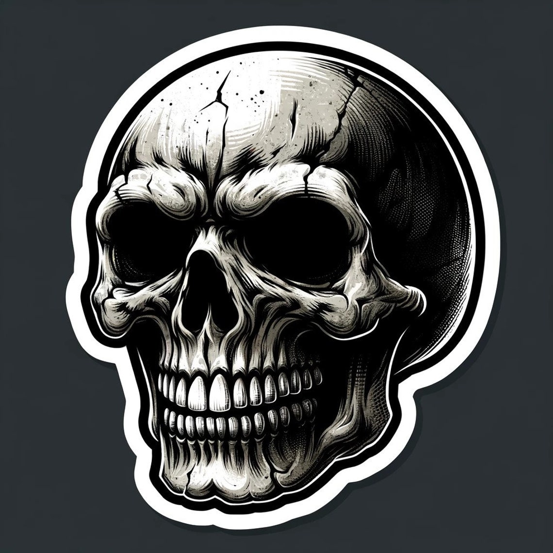 Evil Skull Die Cut Vinyl Sticker Laptop, Water Bottle, Hydroflask ...