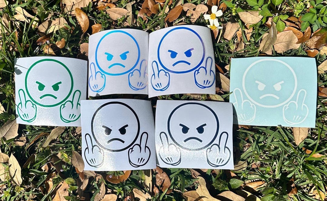 Middle Finger Smiley Face Decal - Etsy