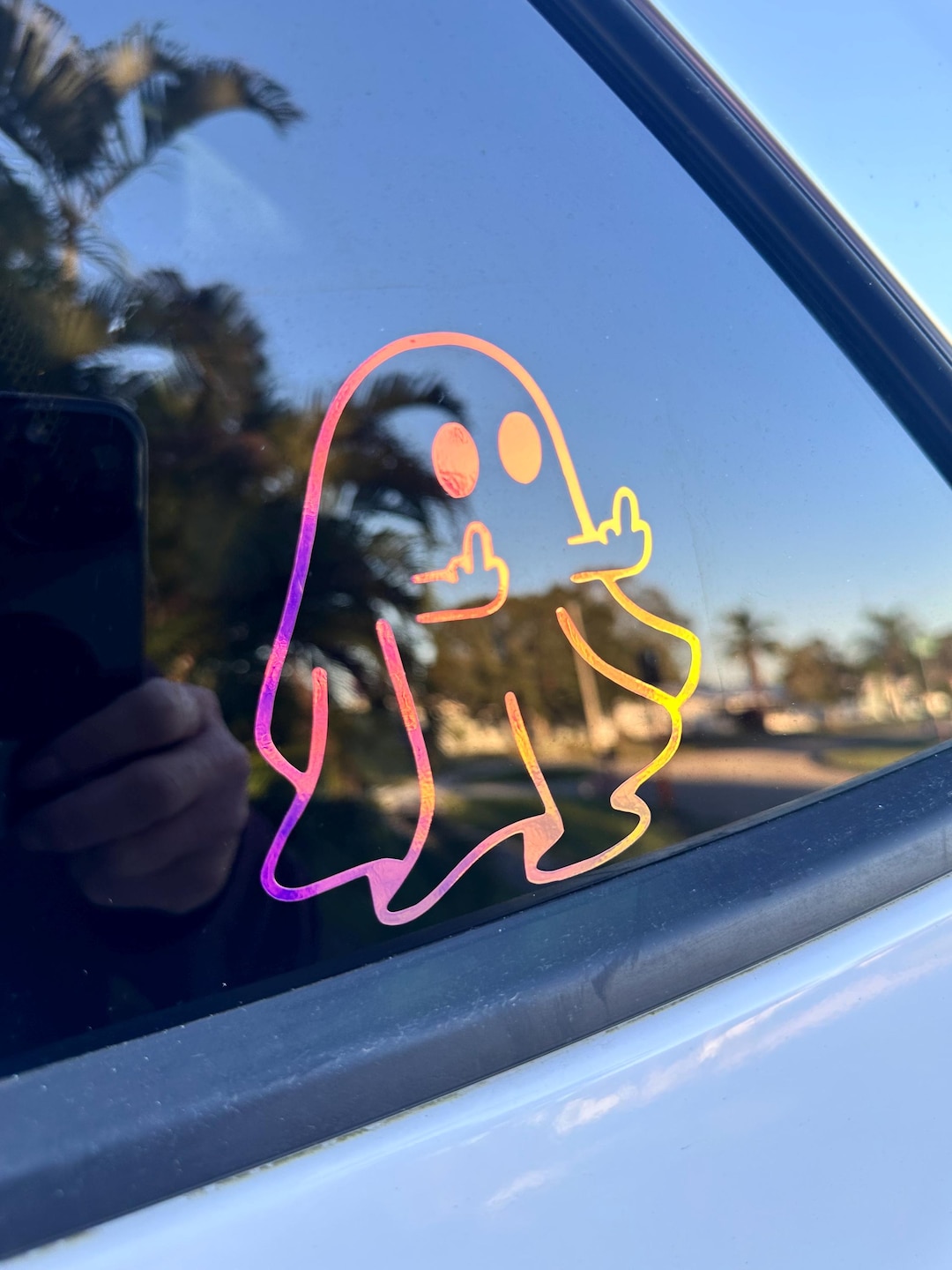 Middle Finger Ghost Decal - Etsy