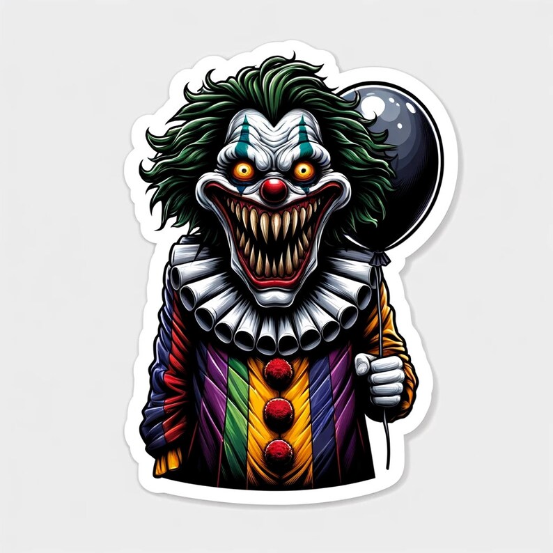 Evil Clown and Witch Die Cut Vinyl Stickers Laptop, Water Bottle ...