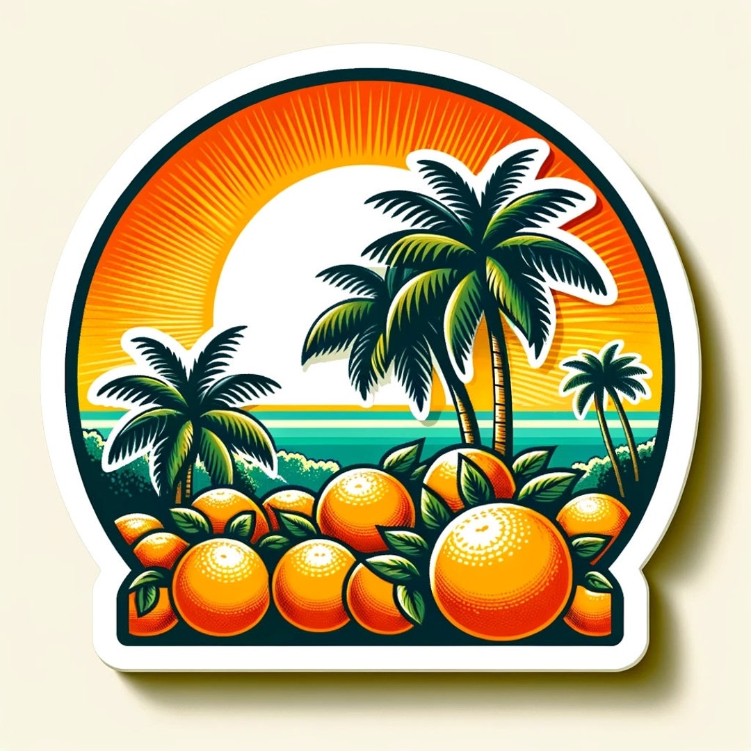 Tropical Beach Theme Vinyl Sticker for Laptop, Water Bottle, Hydroflask ...