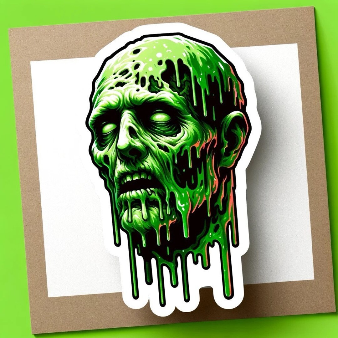 Dripping Zombie Head Vinyl Sticker for Laptop, Water Bottle, Hydroflask ...