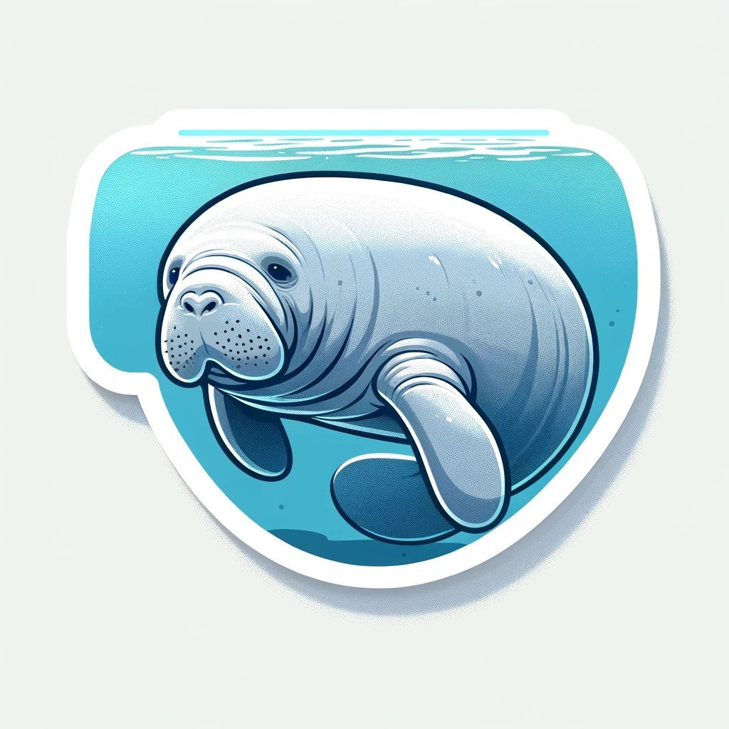 Manatee Vinyl Sticker for Laptop, Water Bottle, Hydroflask, Phone, Desk ...