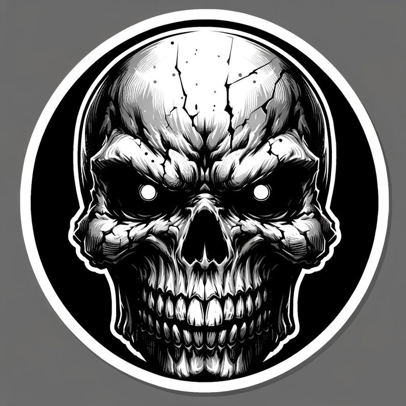 Evil Skull Die Cut Vinyl Sticker Laptop, Water Bottle, Hydroflask ...