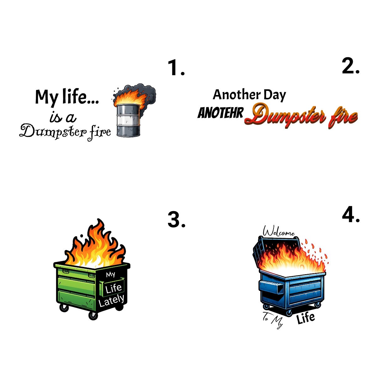 Dumpster Fire Die Cut Vinyl Sticker Laptop, Water Bottle, Hydroflask, Phone, Desk, Computer, Car ...