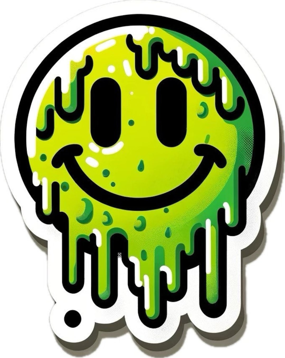 Dripping Smiley Face Vinyl Sticker for Laptop, Water Bottle, Hydroflask ...