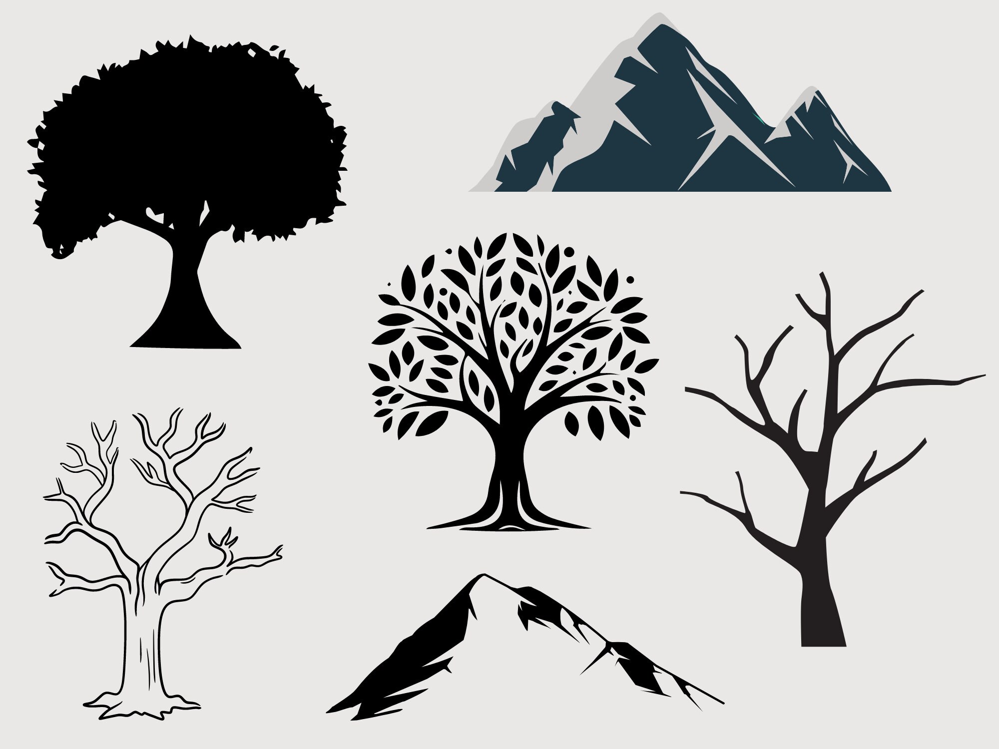 Oak Tree Svg, Oak Leaf Svg, Oak Tree Cricut, Oak Tree Silhouette, Trees ...