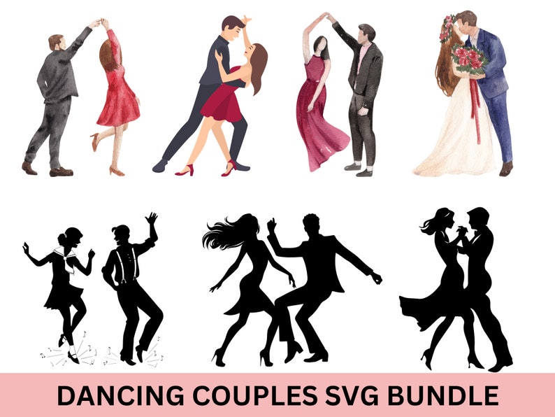 Couple Dancing Svg, Dance Svg Bundle, Couple Clipart, Dancing Couple ...