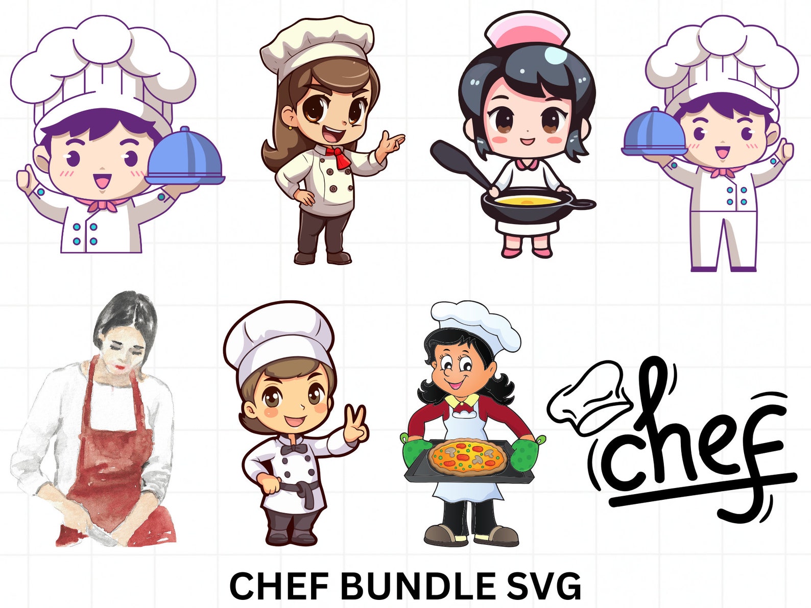 Chef Clipart, Chef Logo Svg, Chef Svg, Cook Svg, Cooking Svg, Sketch ...