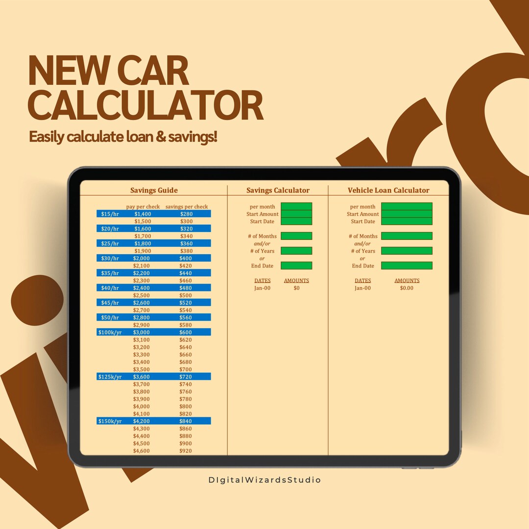 Microsoft Excel New Car Calculator Earthy Theme - Etsy