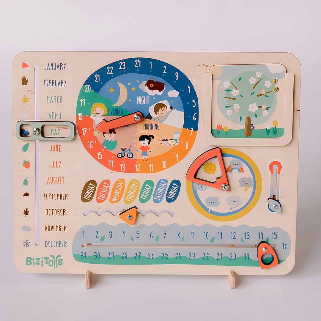 Time Management Toy Wooden Montessori Calendar for Kids, Children ...