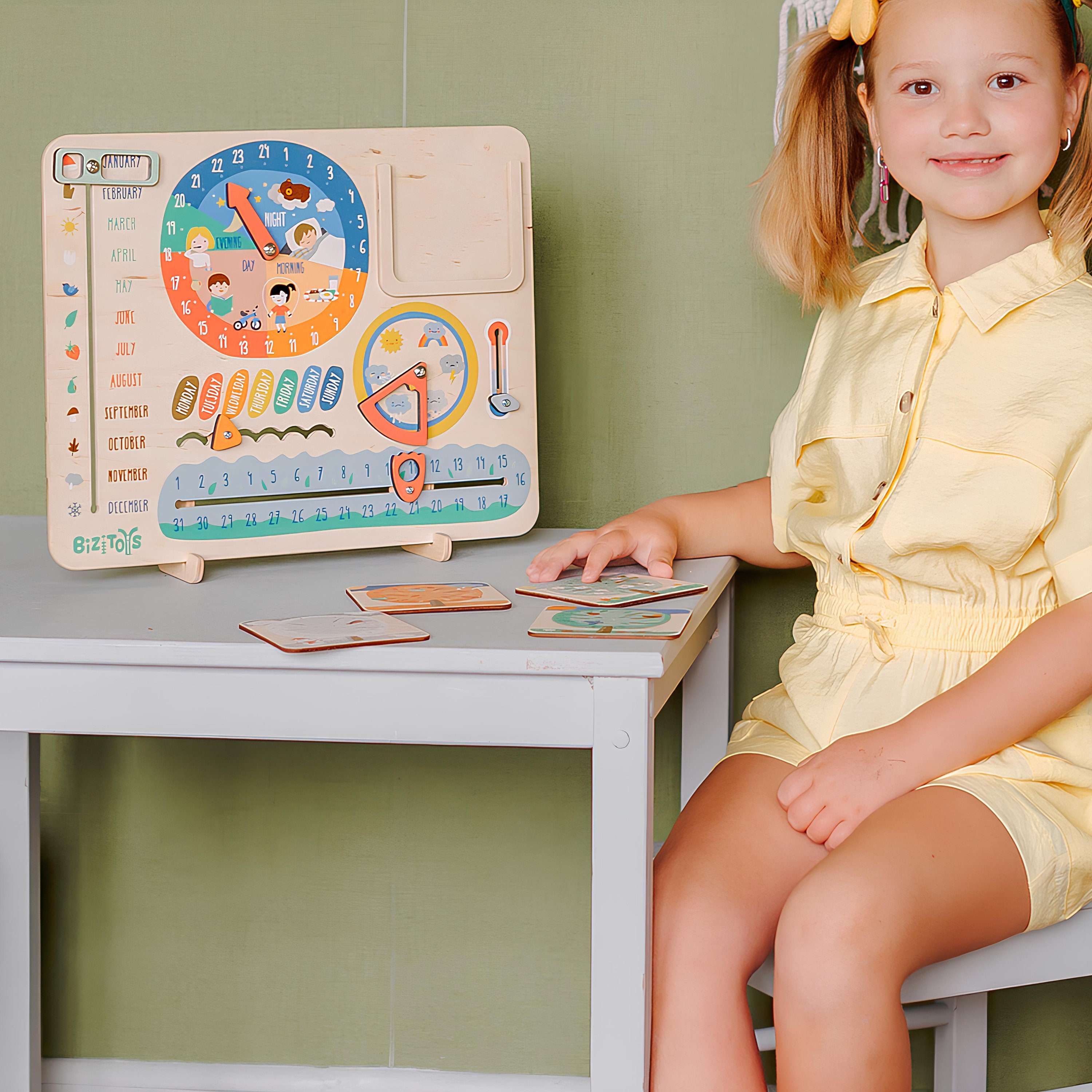 Time Management Toy Wooden Montessori Calendar for Kids, Children ...