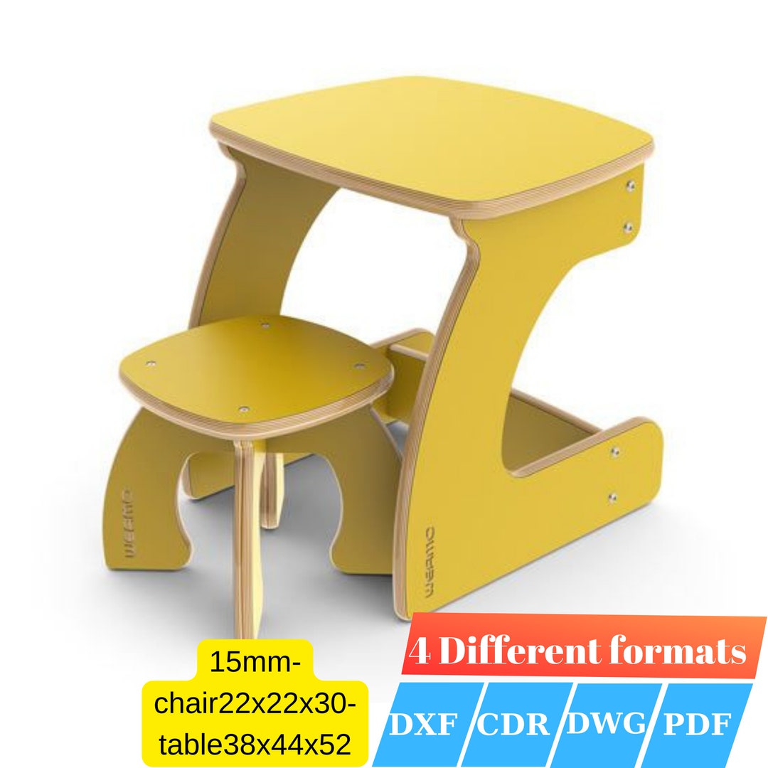 CNC Child Chair and Table Cutting Files (dxf, Cdr, Dwg, Pdf) - Etsy