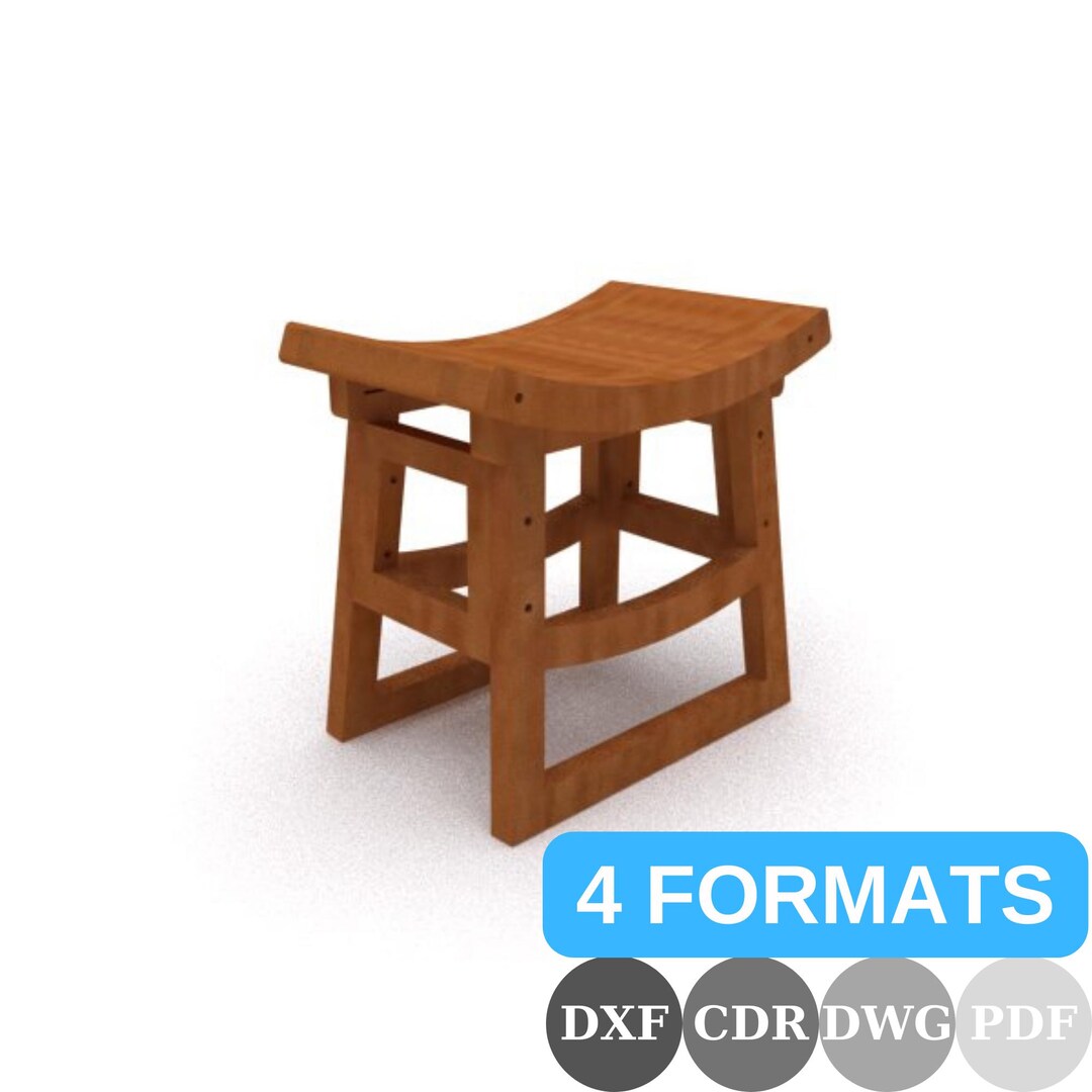 Wooden Stool CNC Cutting Plan, CNC Machine File for Wood, CNC Router ...