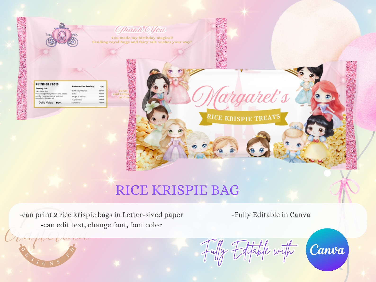 Princess Party Favor Bundle: DIY Printable Templates (digital Download ...