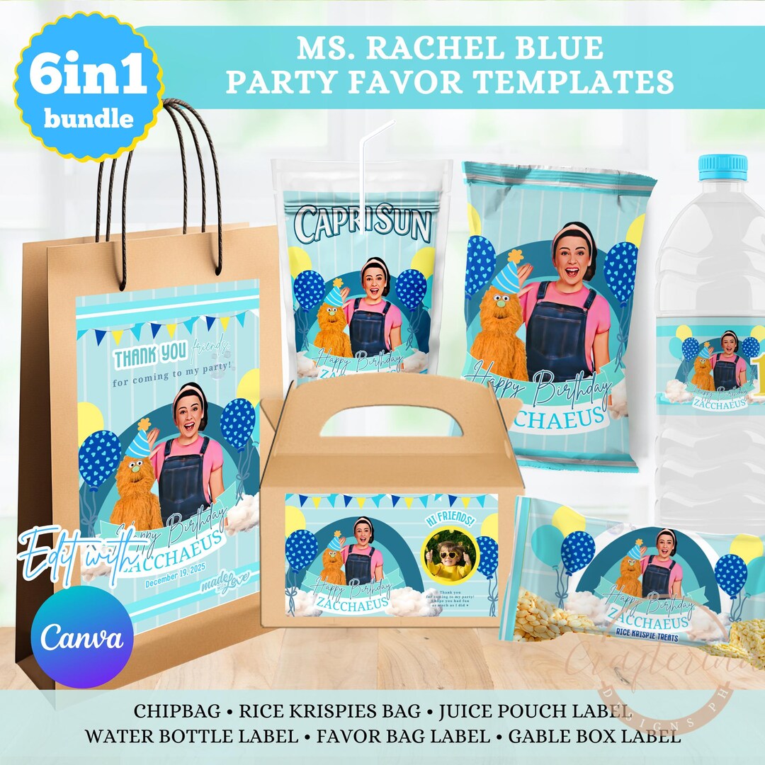 Ms Rachel Blue Birthday Party Favor Bundle (digital Download) - Etsy