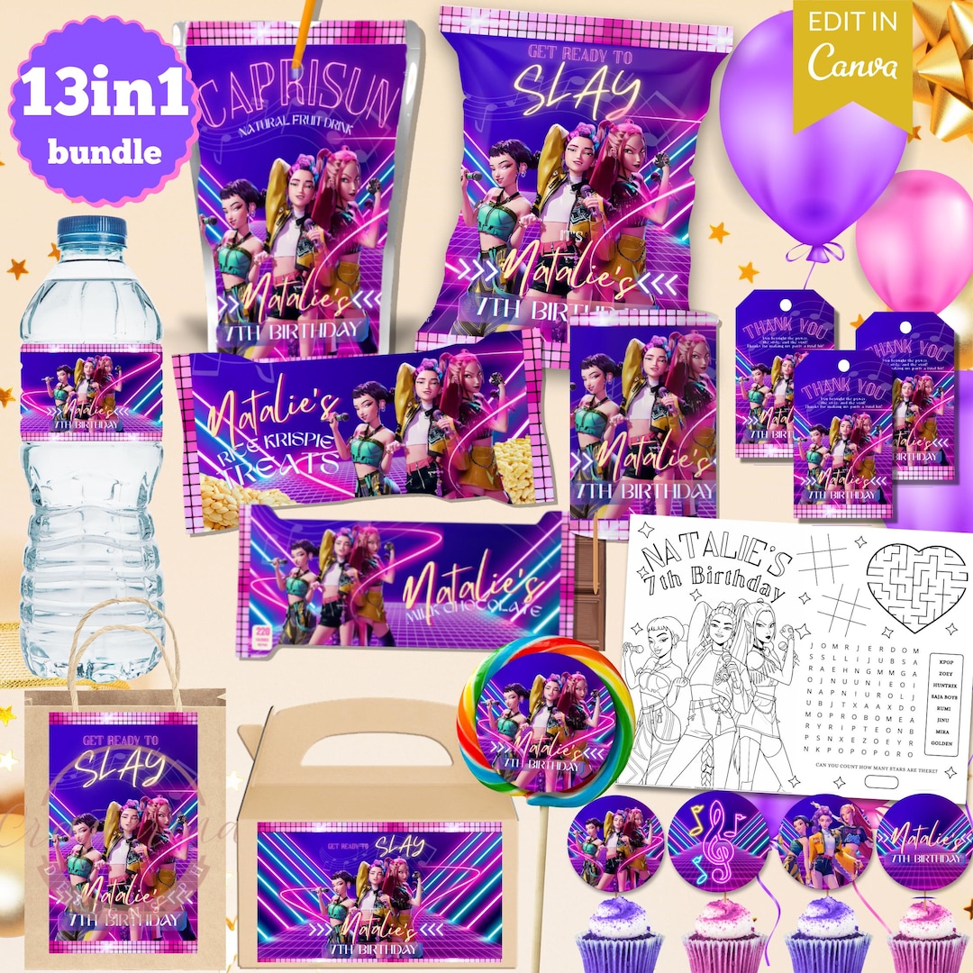 Kpop Party Favors, Kpop Chip Bag, Kpop Party Decor, Pink Purple Kpop ...