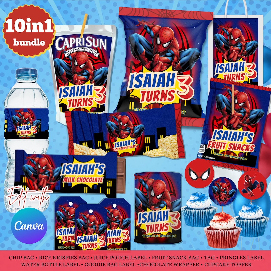 Printable Spider Man Birthday Party Favors, Labels, Stickers (digital ...