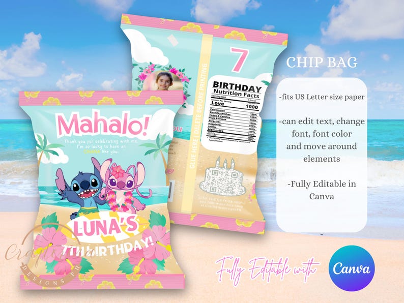 Stitch Angel Chip Bag, Stitch Angel Party Favors, Lilo Stitch Birthday ...