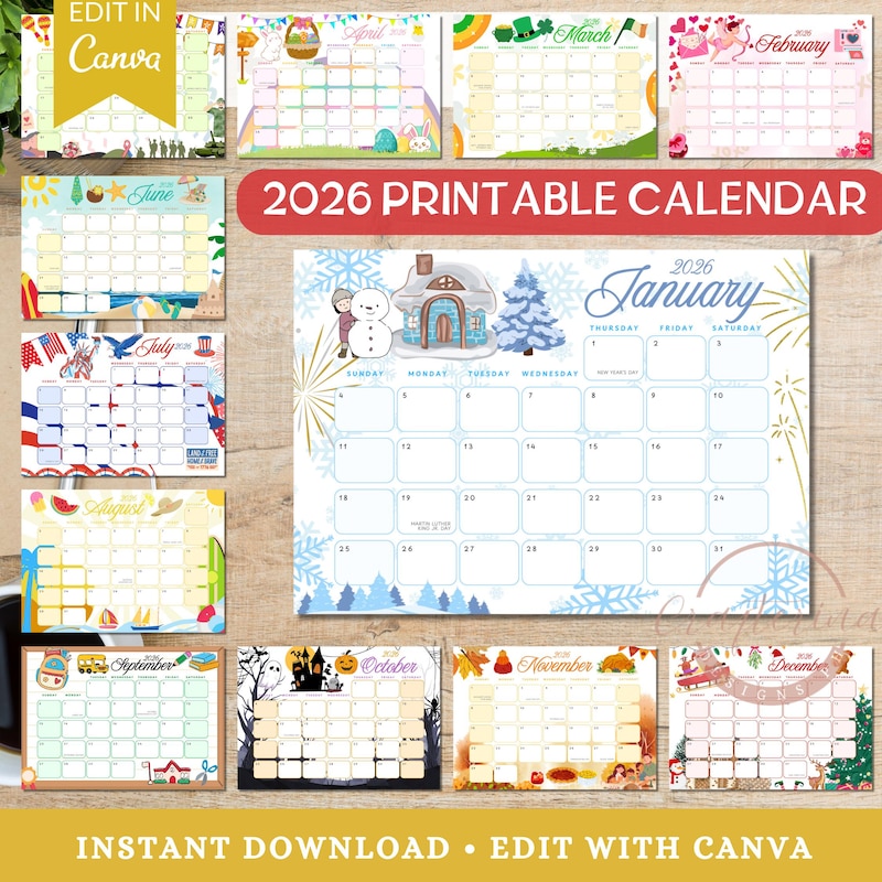 Cute Birthday Calendar - Etsy