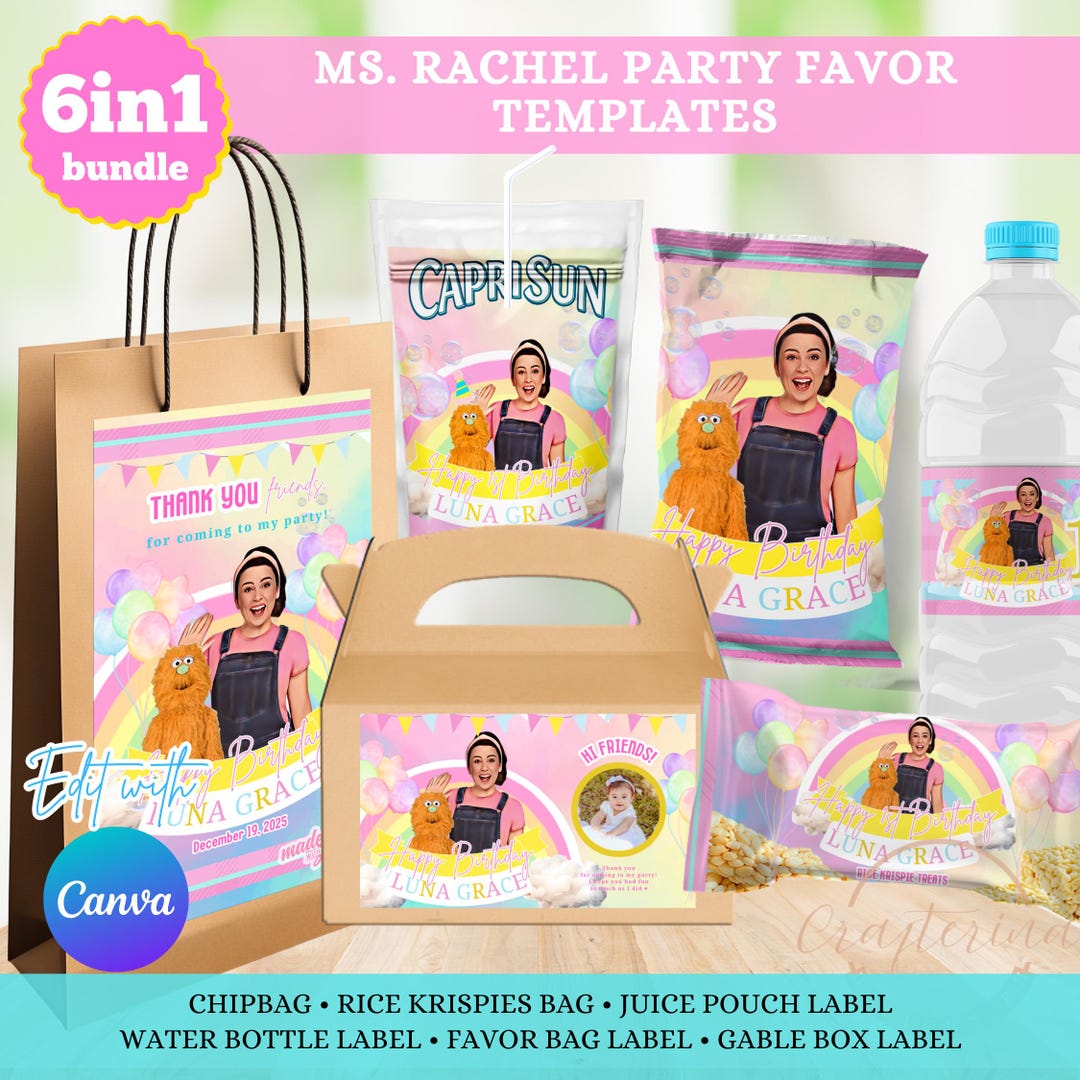 Ms Rachel Party Favor Bundle Template: Pink Birthday (digital Download ...