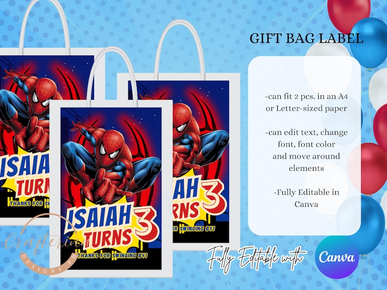 Printable Spider Man Birthday Party Favors, Labels, Stickers (digital ...