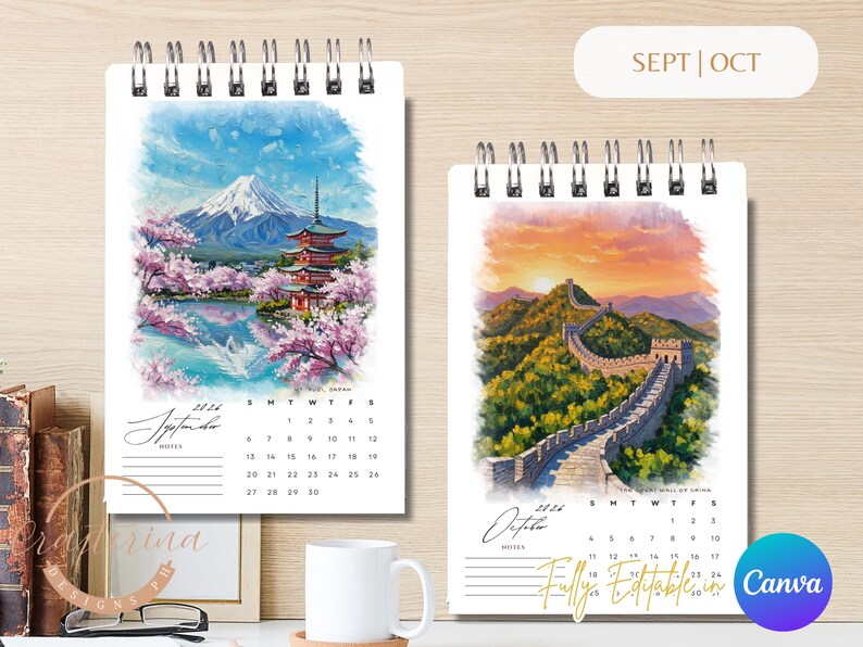 2026 Travel Printable Calendar, Wall or Desk Calendar (digital Template ...