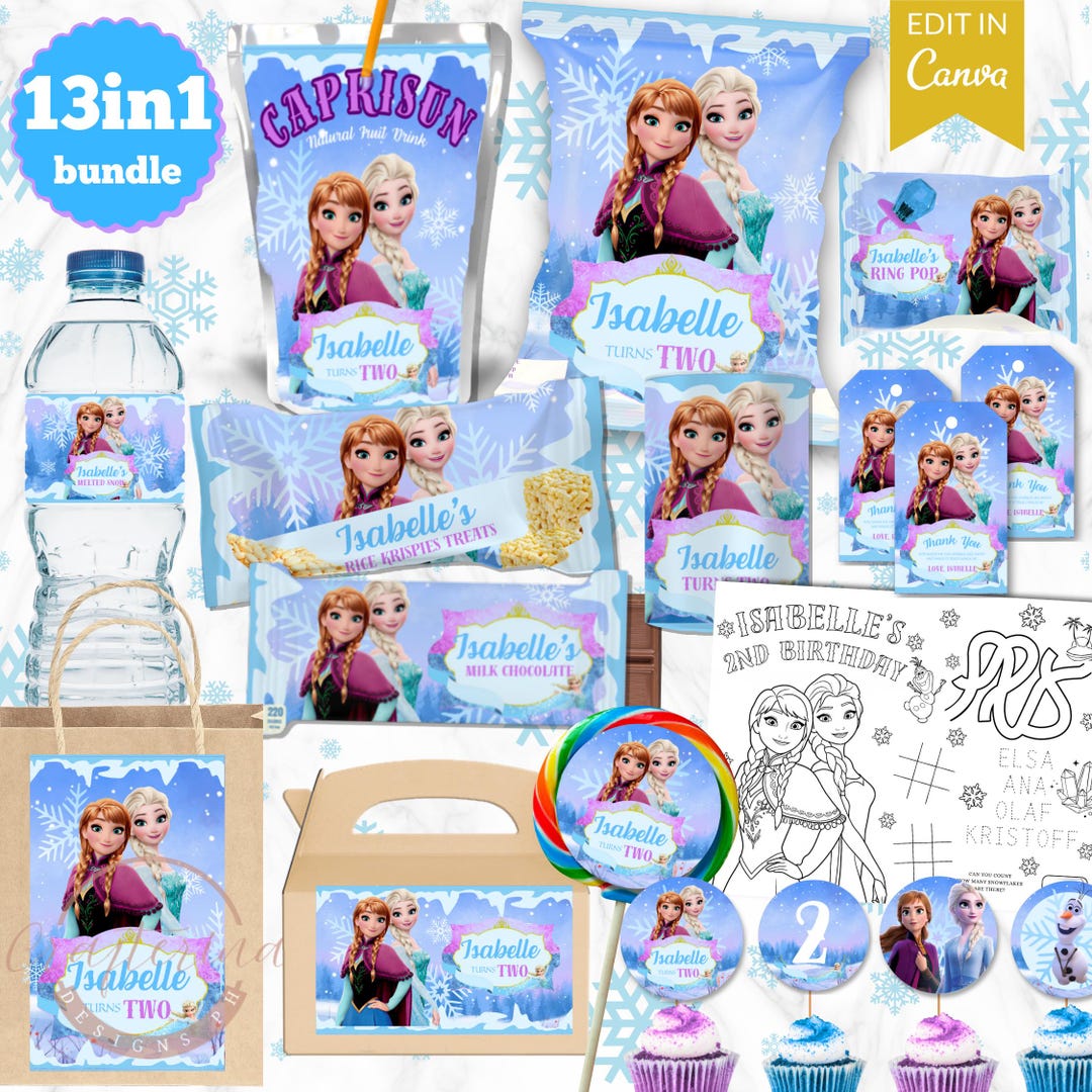 Frozen Party Favor Templates and Labels for Birthday (digital Download ...