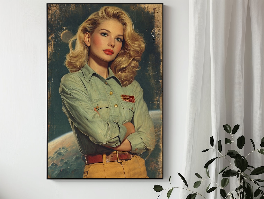 Space Pin up Vintage Digital Art 1950s - Etsy