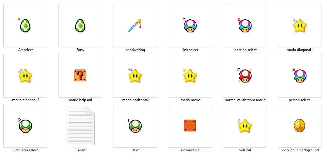 17 SUPER MARIO Bros Mouse Cursor Complete PC Mouse Pointers for Windows ...