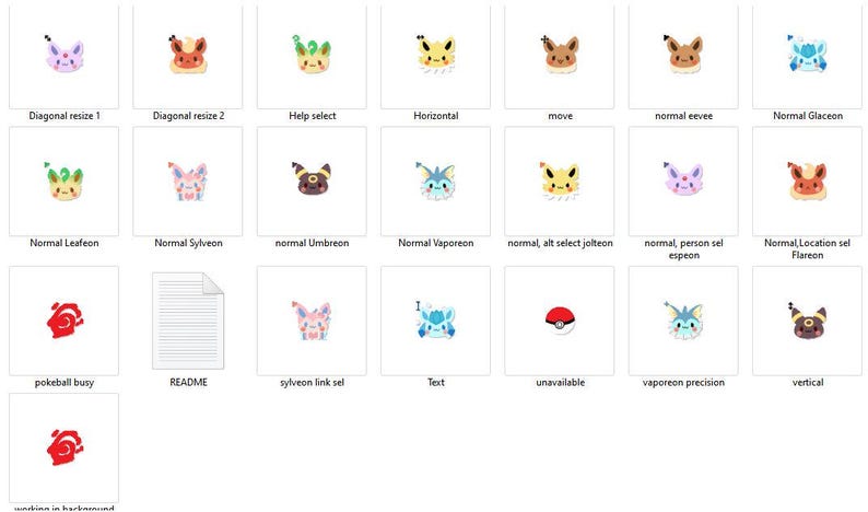 20 Animated Pokemon Eevee & Eeveelutions Mouse Cursor Pack Custom Cute ...